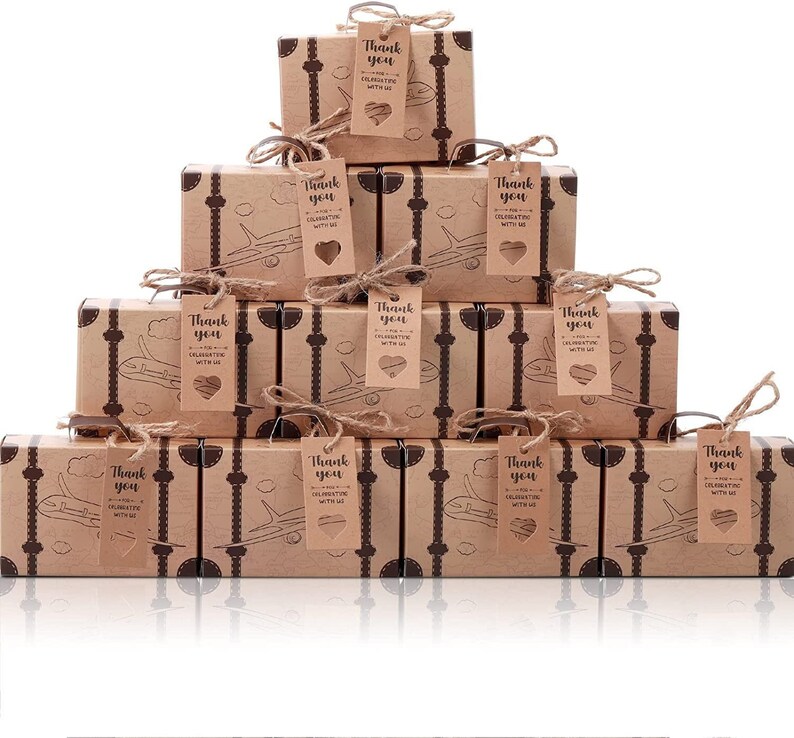 100 Mini Suitcase Favor Boxes World Map Gifts Travel Theme - Etsy