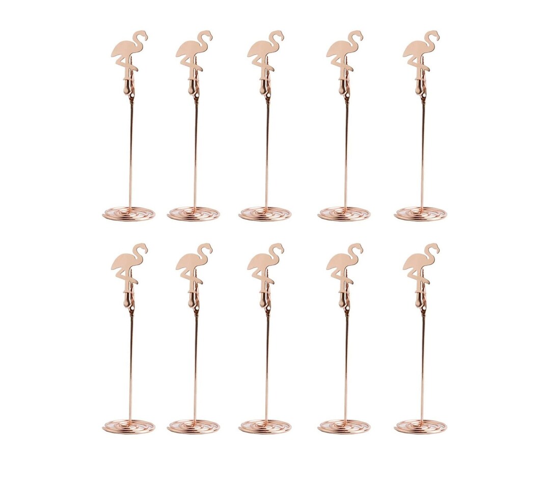 10 Rose Gold Flamingo Table Number Holders Tropical Wedding Favors ...