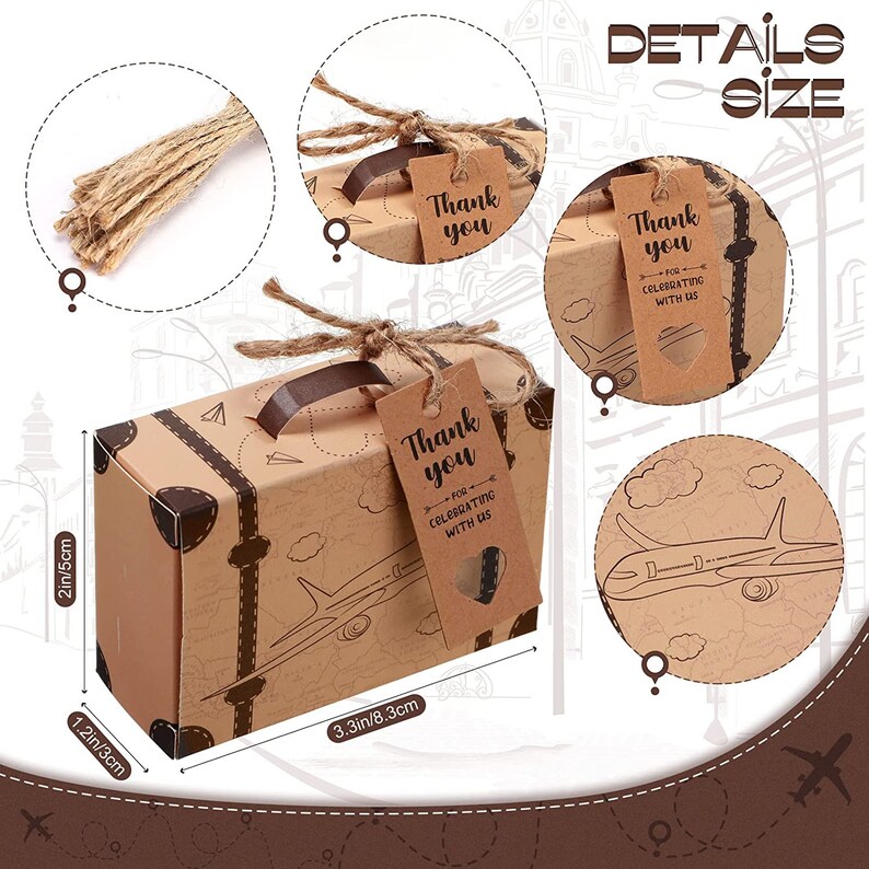 100 Mini Suitcase Favor Boxes World Map Gifts Travel Theme - Etsy