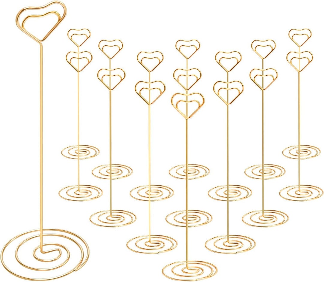 16 Heart Table Number Holders Gold Wedding Place Card Stands Valentines ...
