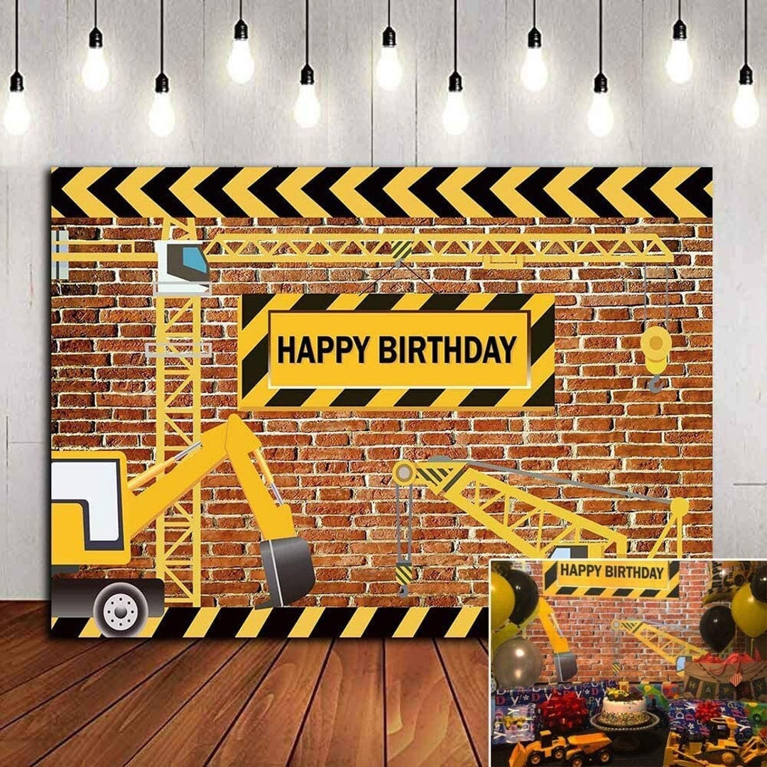 Construction Backdrop 5x3ft Truck Background Boy 1st Birthday Banner ...