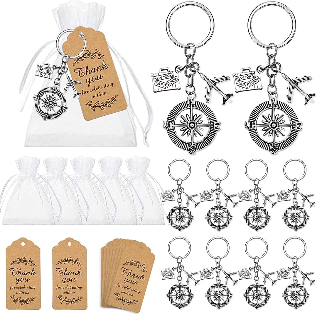 12 Travel Keychain Favors Destination Wedding Airplane Baby Shower Gift ...