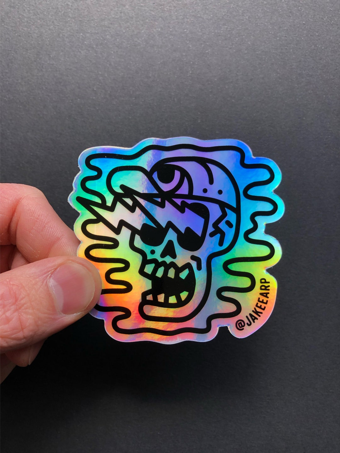 Holographic Skull Sticker - Etsy