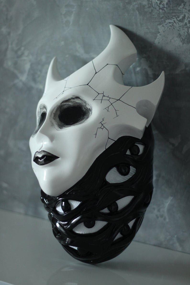 Halloween mask. Demon Mask. Black and White. Interior | Etsy