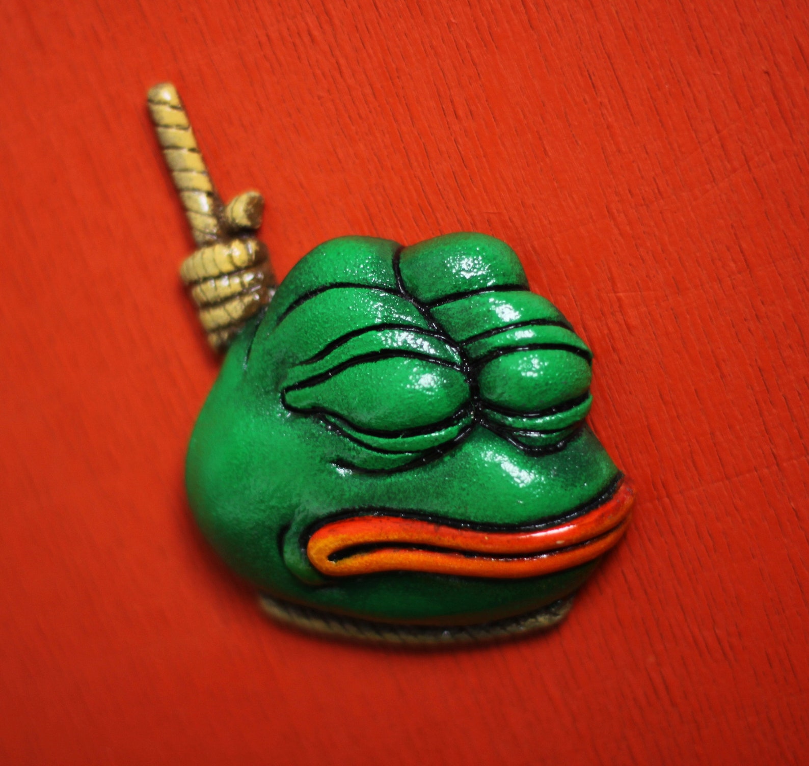Pepe the frog pin or magnet.Pepe meme jewelry.Hand sculpted | Etsy