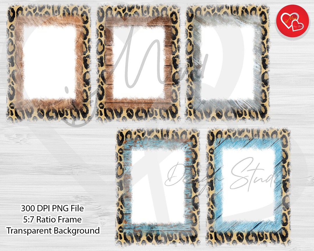 5:7 Ratio White Background Frame 5 Png Bundle Leopard Splatter ...