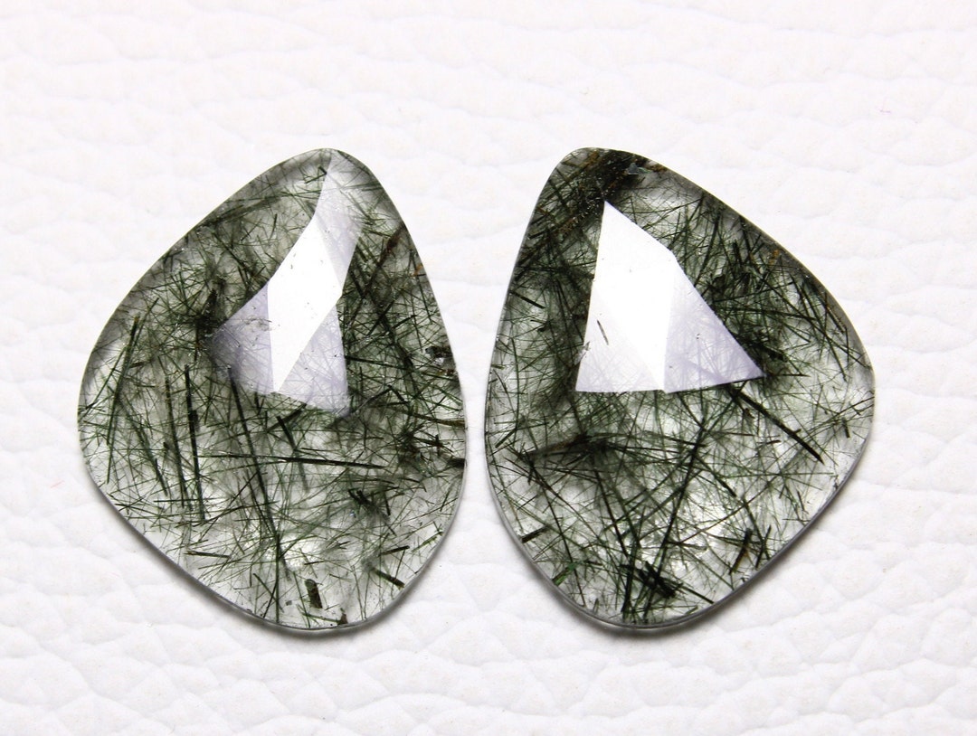 Natural Black Rutile Rose Cut Pair Shape Gemstone, Natural Black Rutile ...