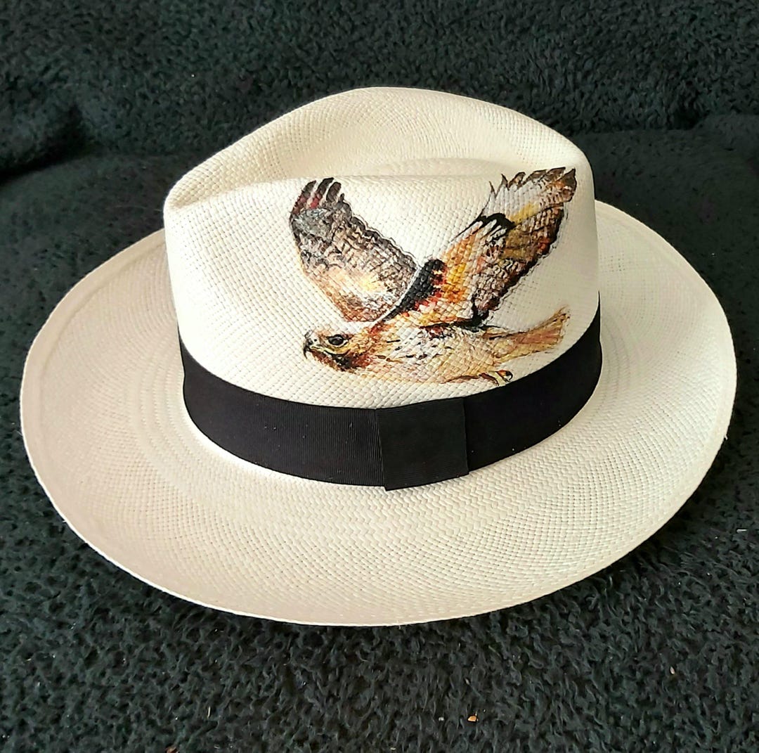 Custom Hand Painted Genuine Ecuadorian Natural Panama Hat ~ Handwoven ...