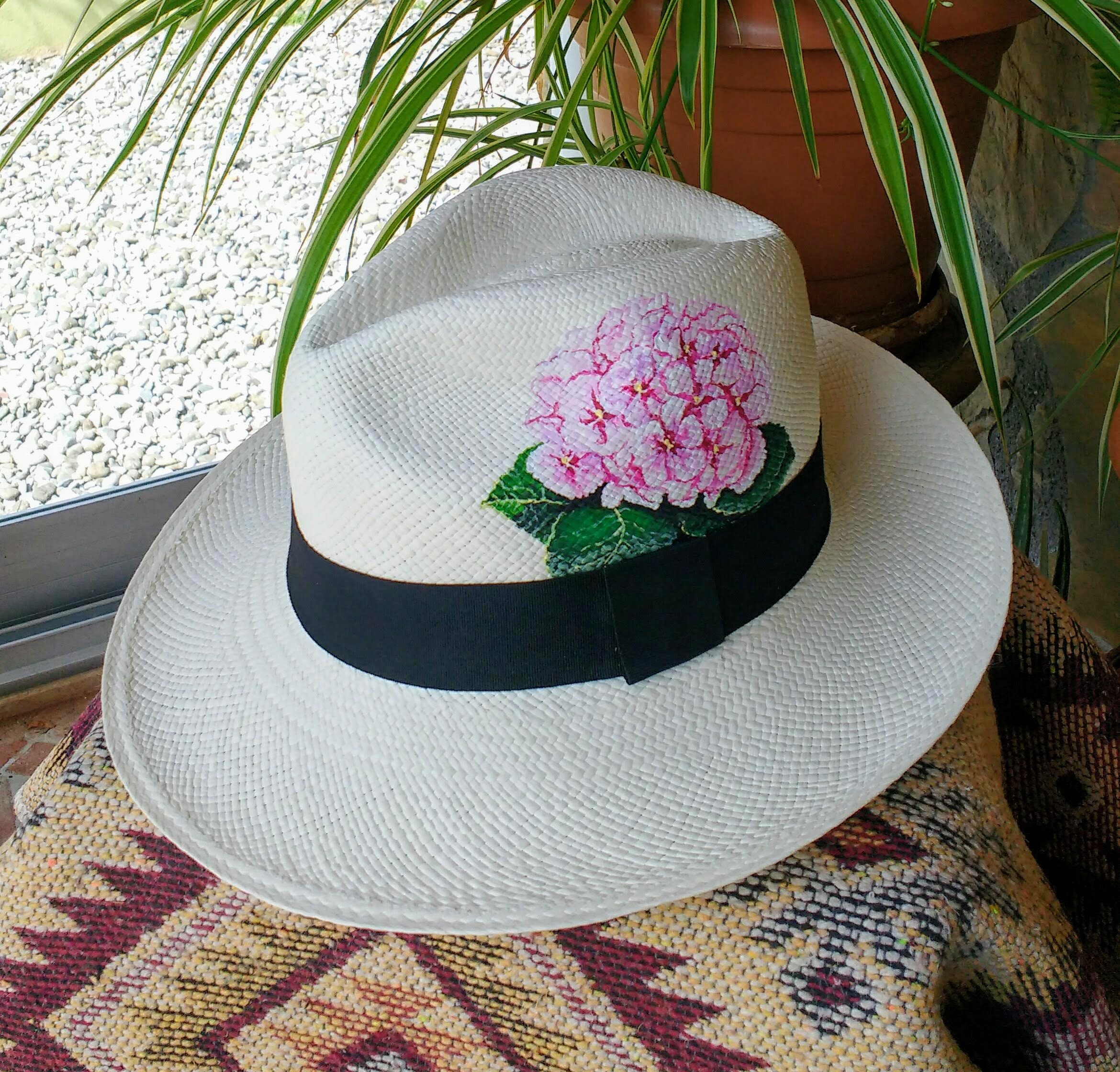 Custom Hand Painted Genuine Ecuadorian Natural Panama Hat ~ Handwoven ...