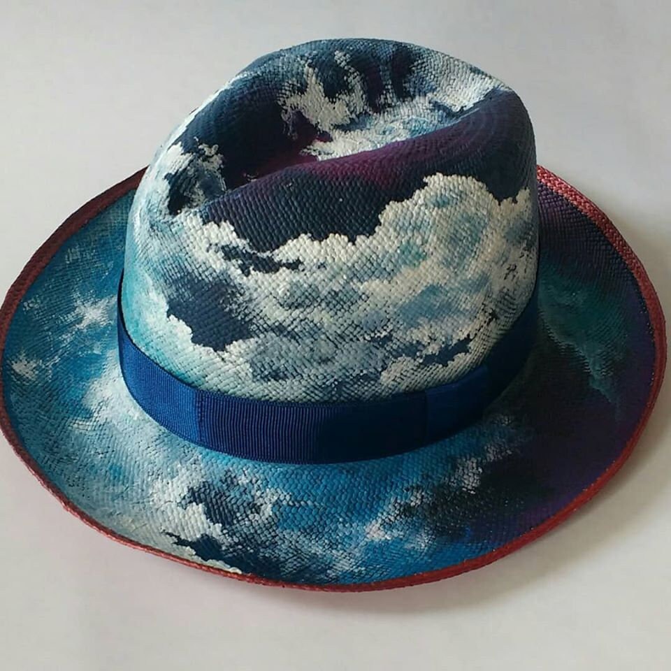 Custom Hand Painted Genuine Ecuadorian Natural Panama Hat ~ Handwoven ...