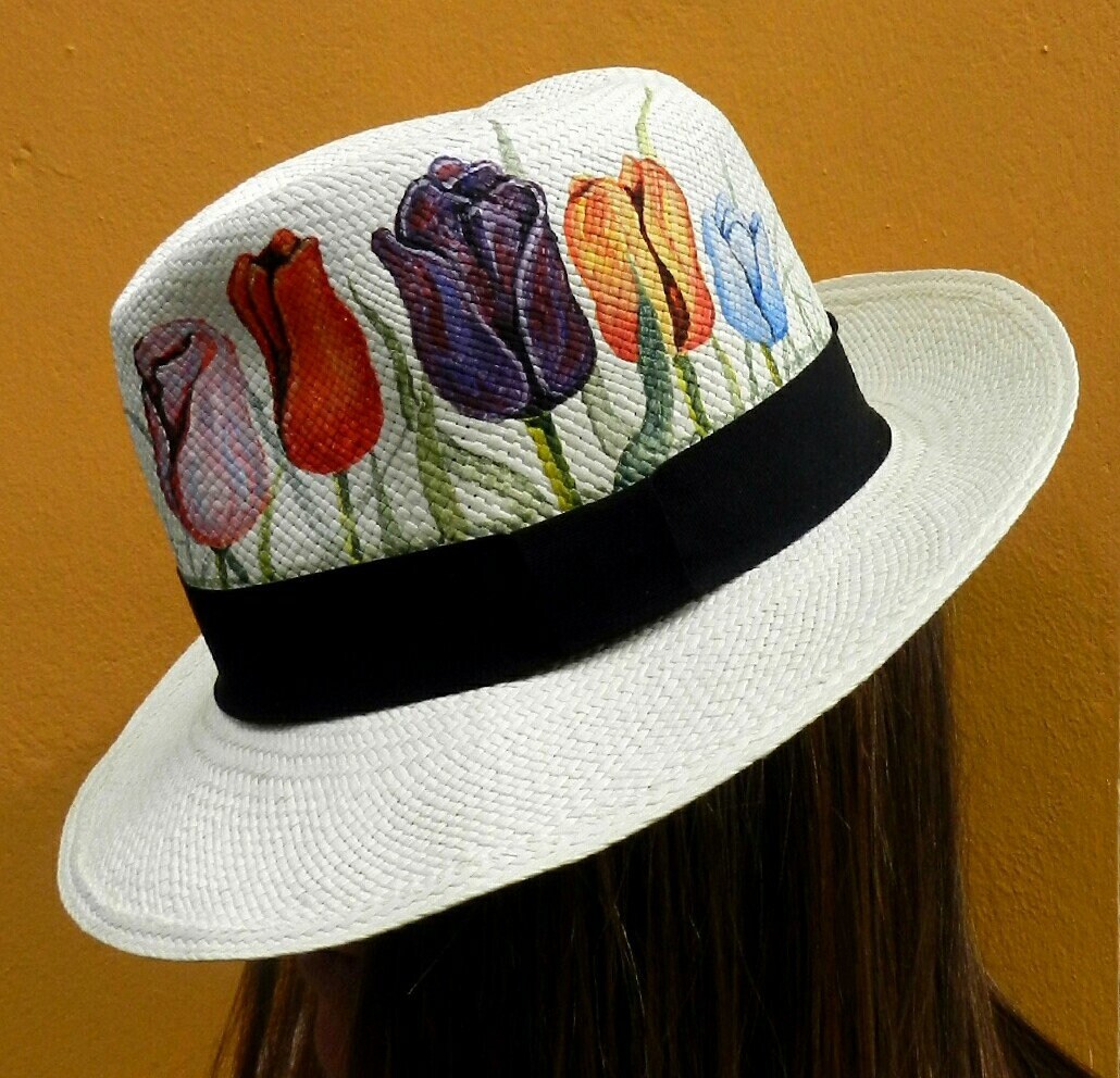 Custom Hand painted Genuine Ecuadorian Natural Panama Hat | Etsy