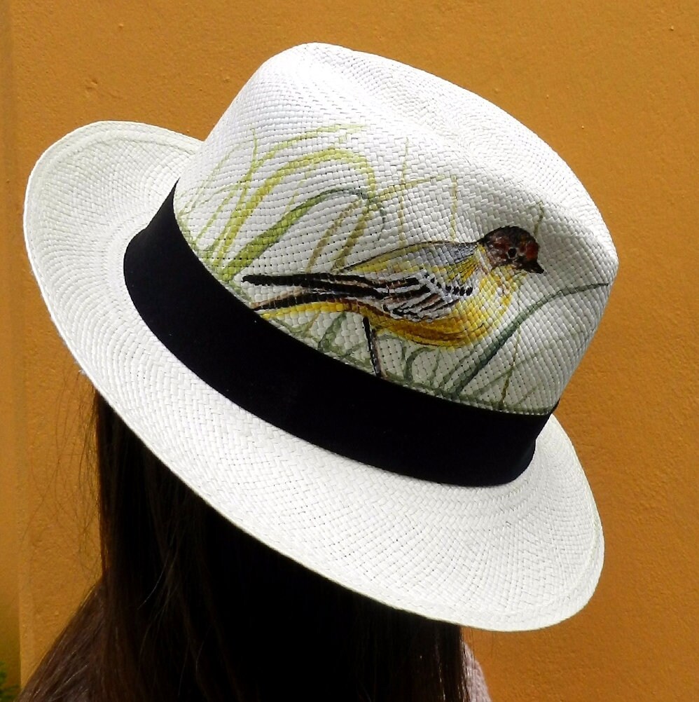 Custom Hand Painted Genuine Ecuadorian Natural Panama Hat | Etsy UK