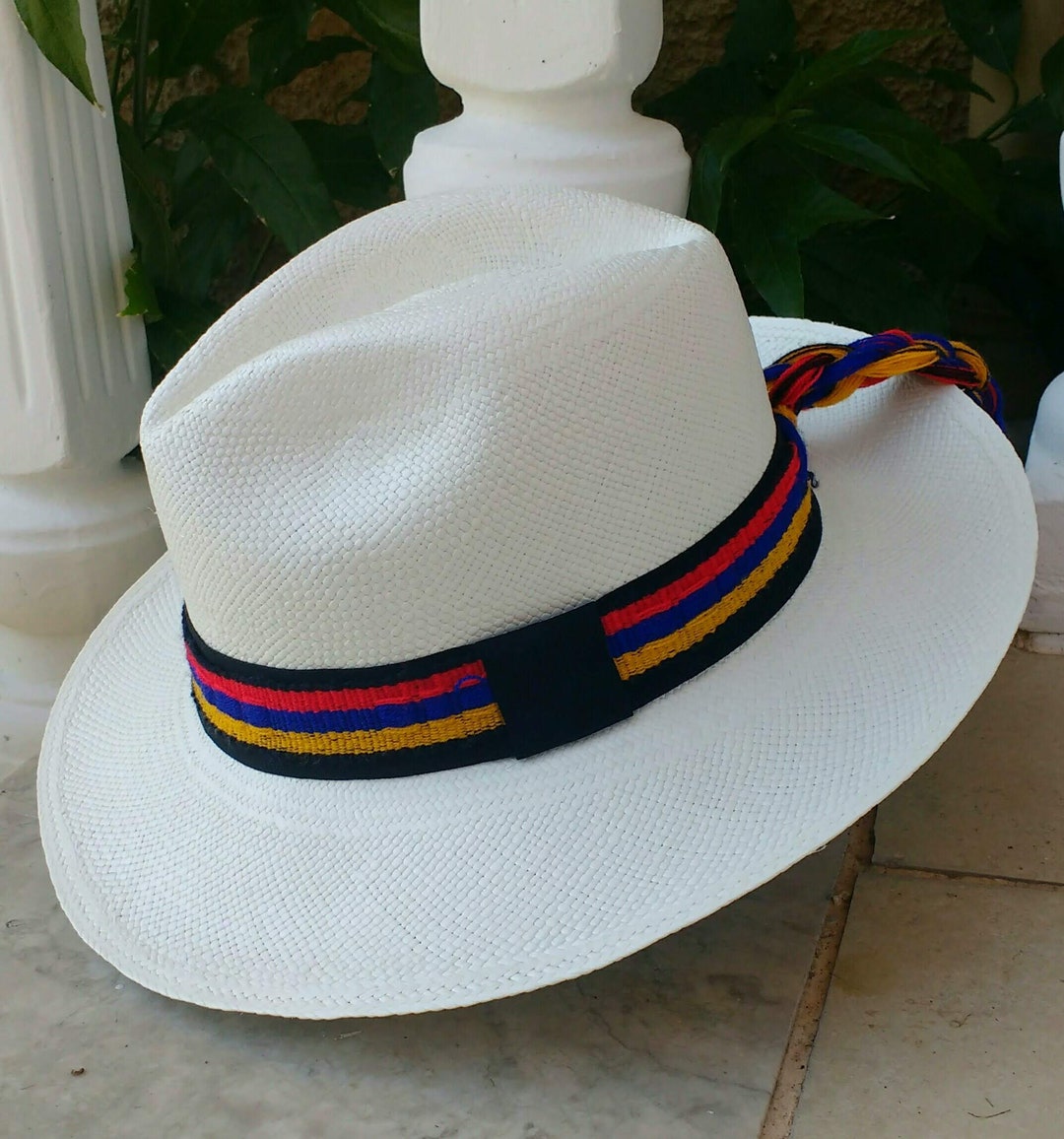 Genuine Ecuadorian White Panama Hat With Handmade Removable Band ...