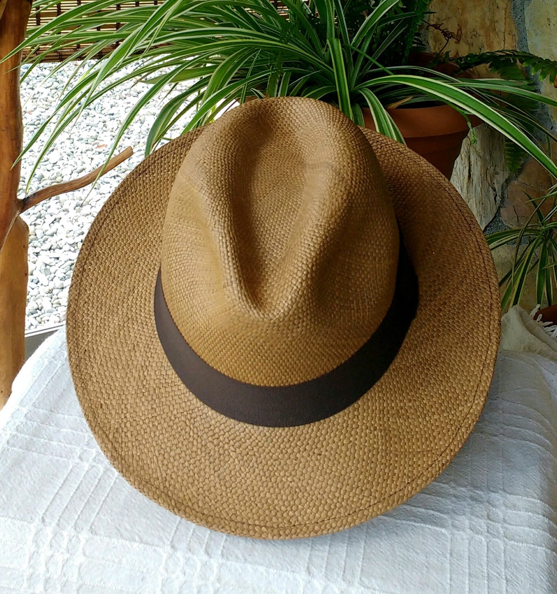 Genuine Ecuadorian Panama Hat Coffee Brown Coloured With - Etsy