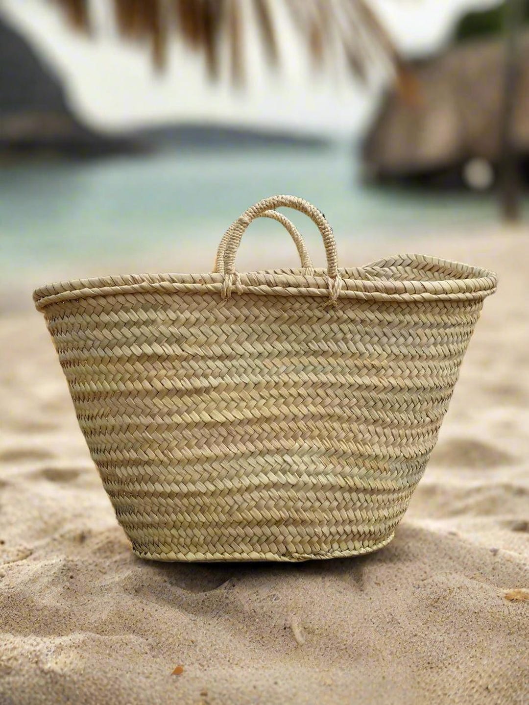 Handmade Moroccan Style Basket Bag, Hand Plaited / Weaved Straw, French ...