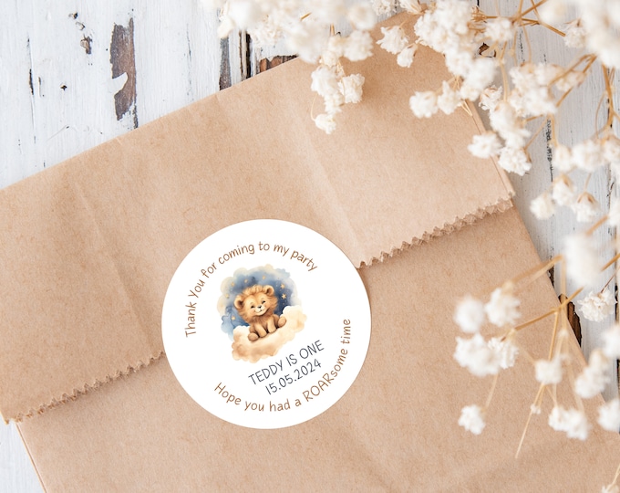 Personalized Wild One 1st Birthday Party Favor Tag Stickers, Sweet Cone ...