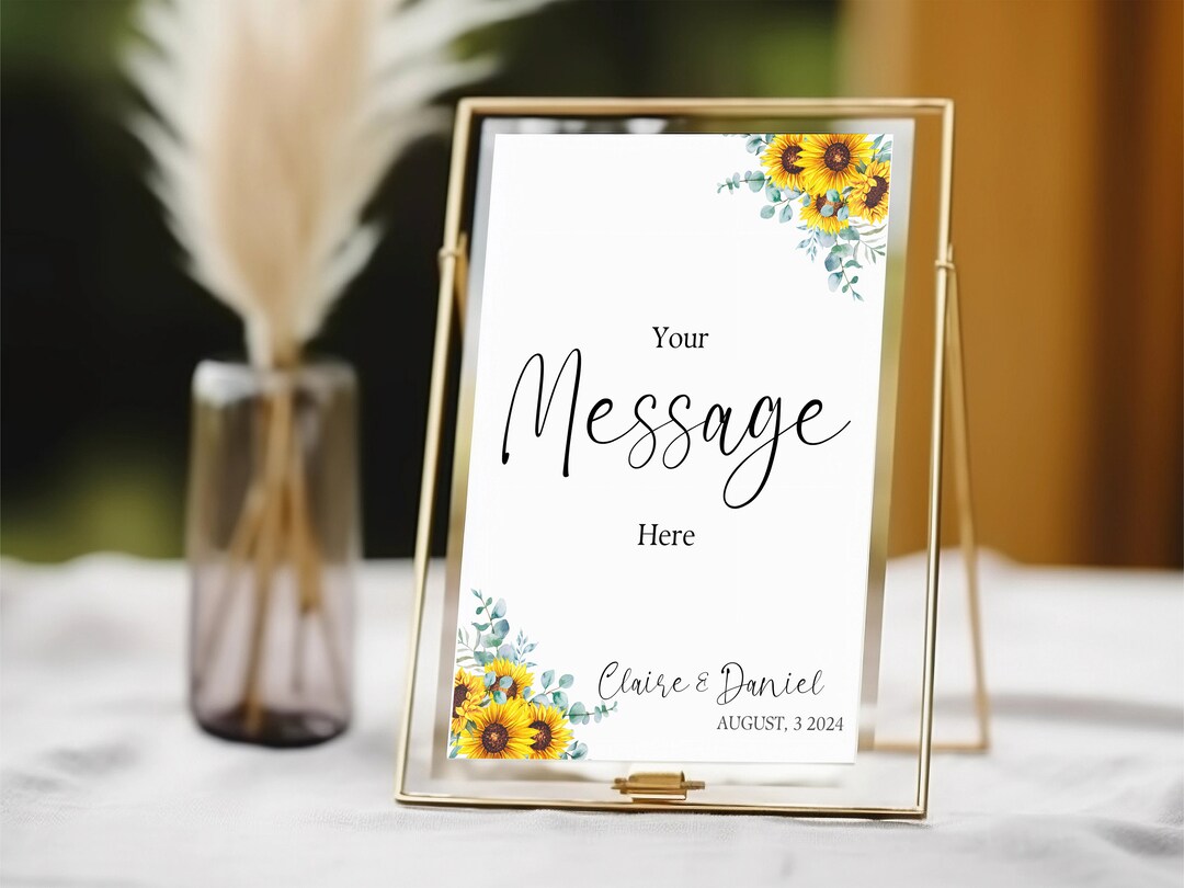 Sunflower Wedding Custom Wording A5 Table Sign. Your Own Wording ...