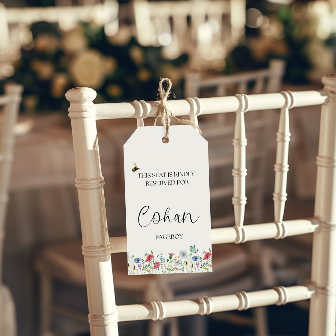Wildflowers Wedding Reserved Seating Tag, Wedding Ceremony Seating Tag ...