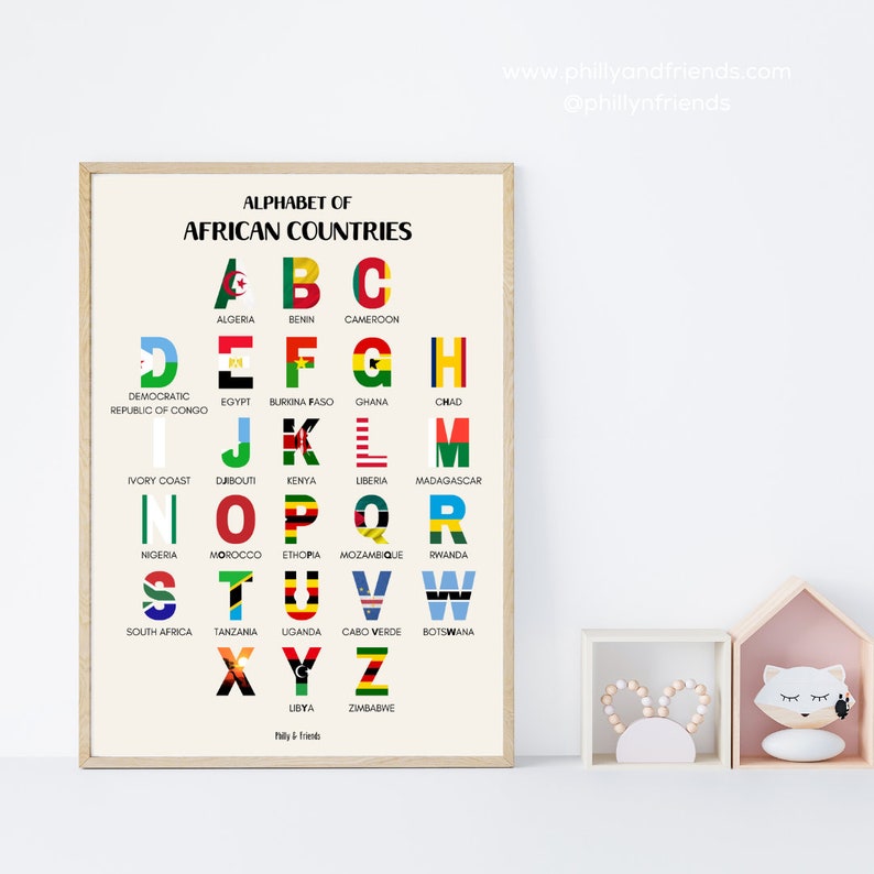 Discover Africa Alphabet Poster for Kids African Flags & Letters ...