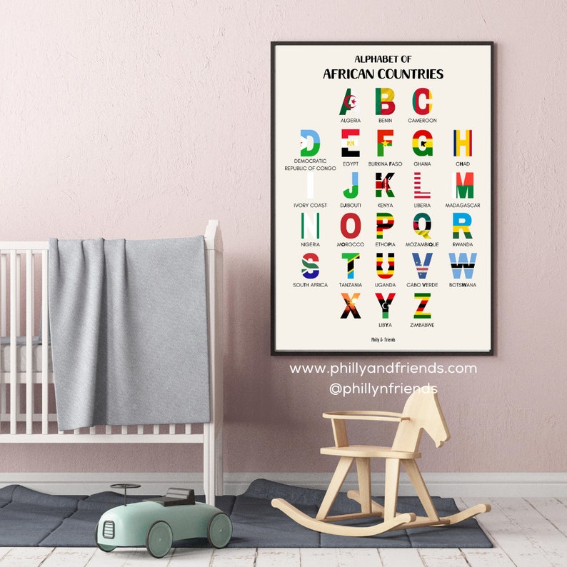 Discover Africa Alphabet Poster for Kids African Flags & Letters ...