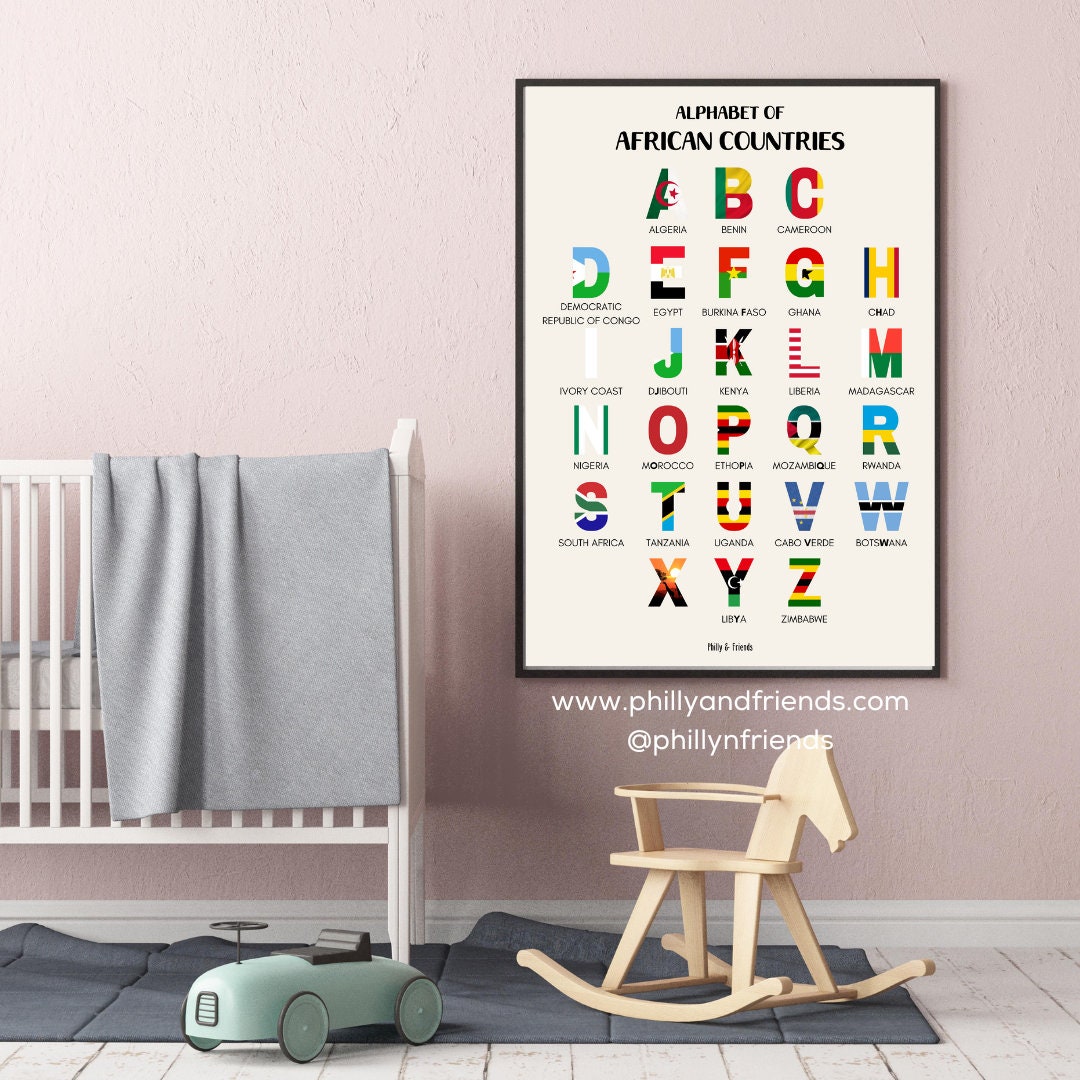 Discover Africa Alphabet Poster for Kids African Flags & Letters ...