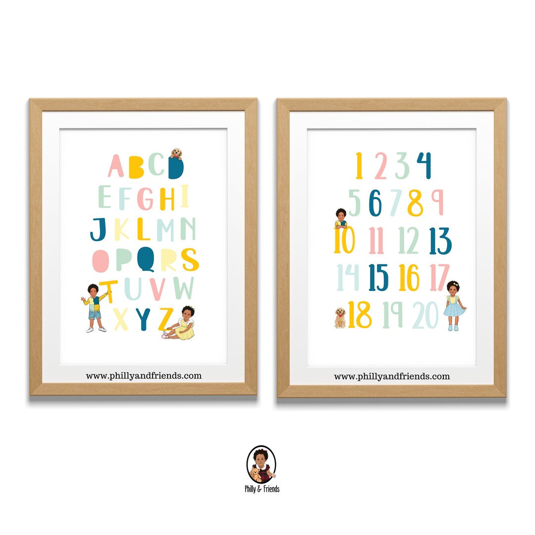 Alphabet and Numbers Posters Fun Educational Playroom Print, Nursery ...
