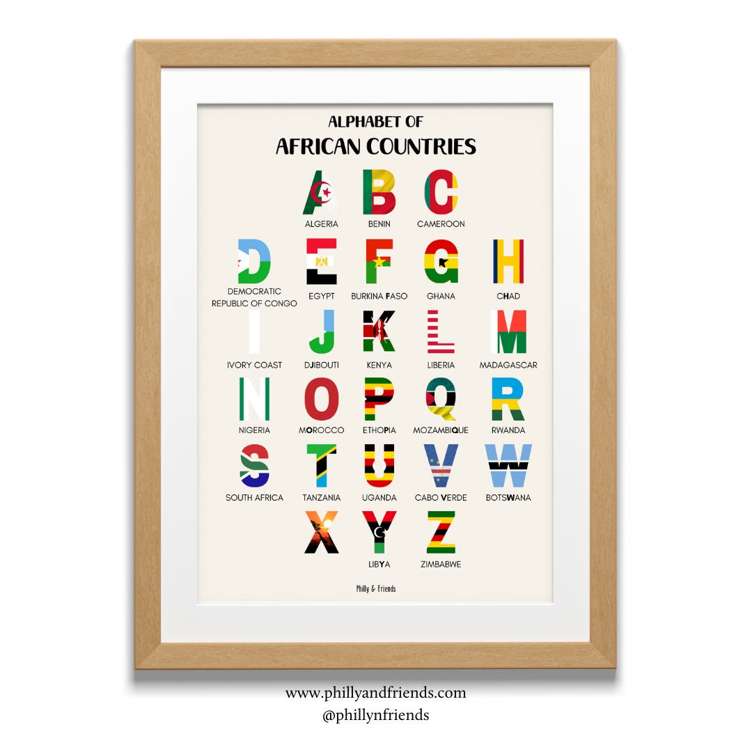 Discover Africa Alphabet Poster for Kids African Flags & Letters ...