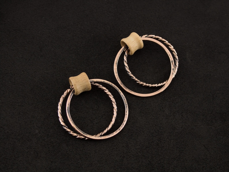 Unique Copper Hangers for Stretched Ears Antique Ear Weights Wooden ...