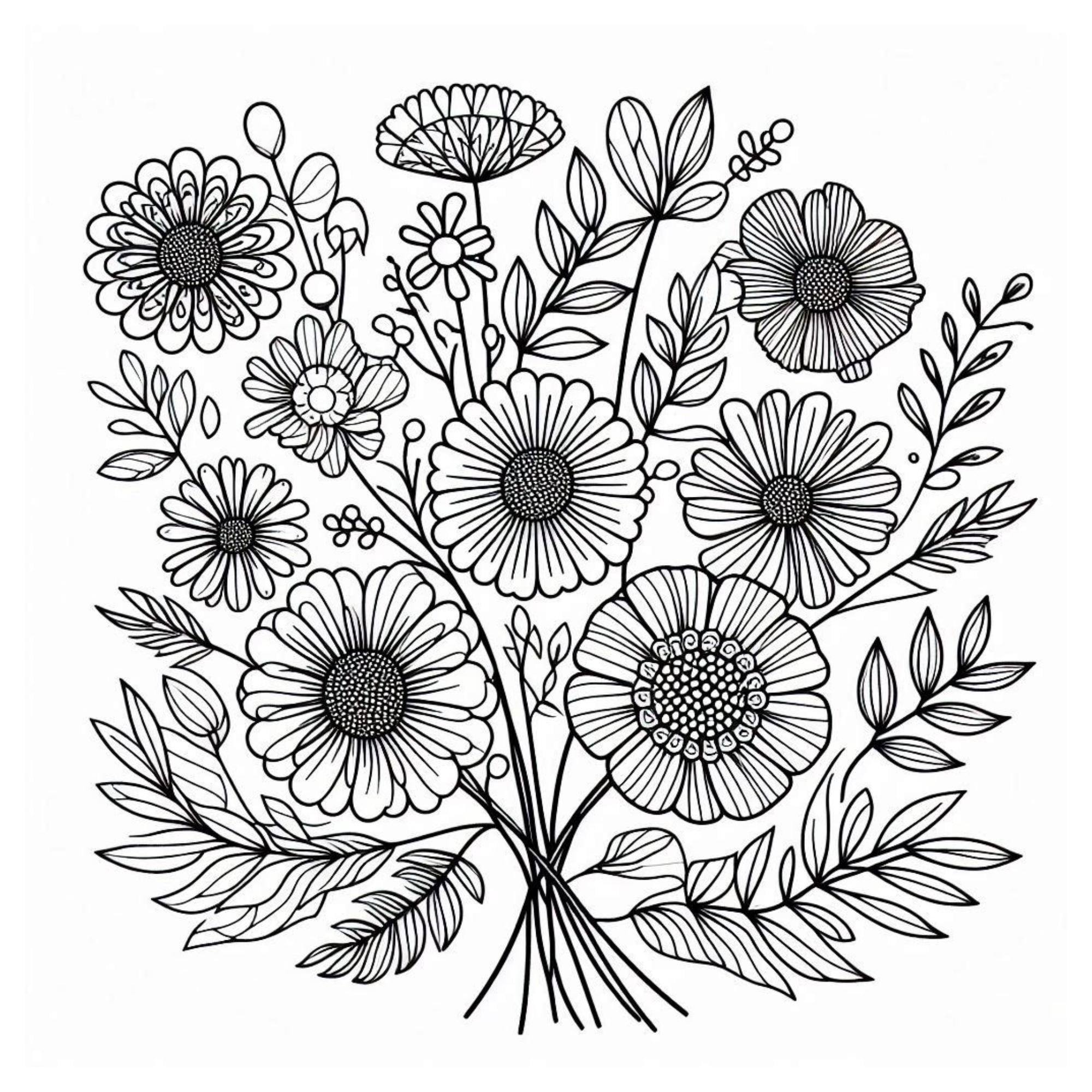 Detailed Floral Coloring Pages | Flower Bouquets (PDF File) - Etsy