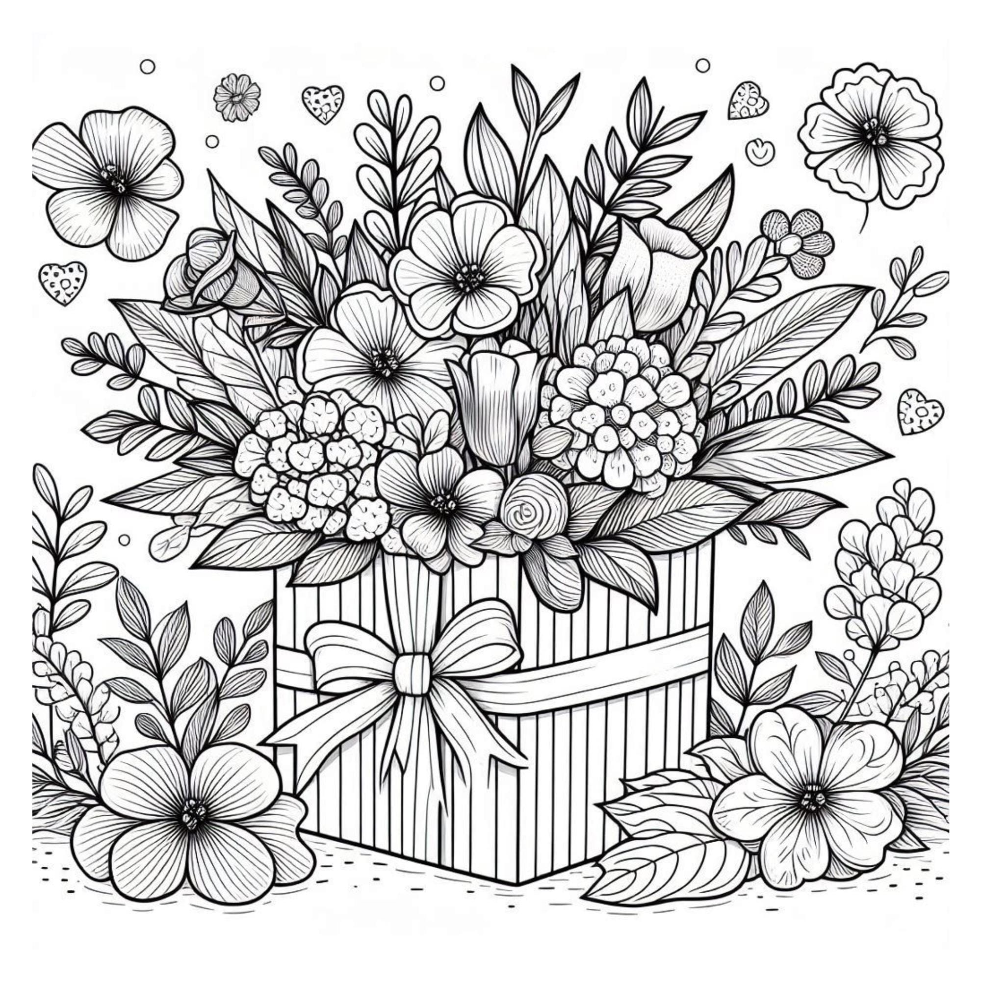 Detailed Floral Coloring Pages | Flower Bouquets (PDF File) - Etsy