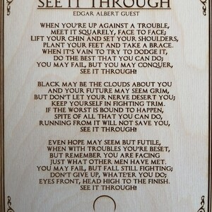 See It Through Edgar Albert Guest Engraved Poem Board Free ...