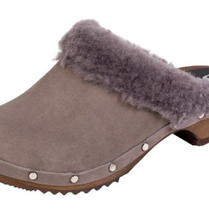 Warm Winter Sheepskin Fur Women Clogs Wooden Clogs High Heel - Etsy