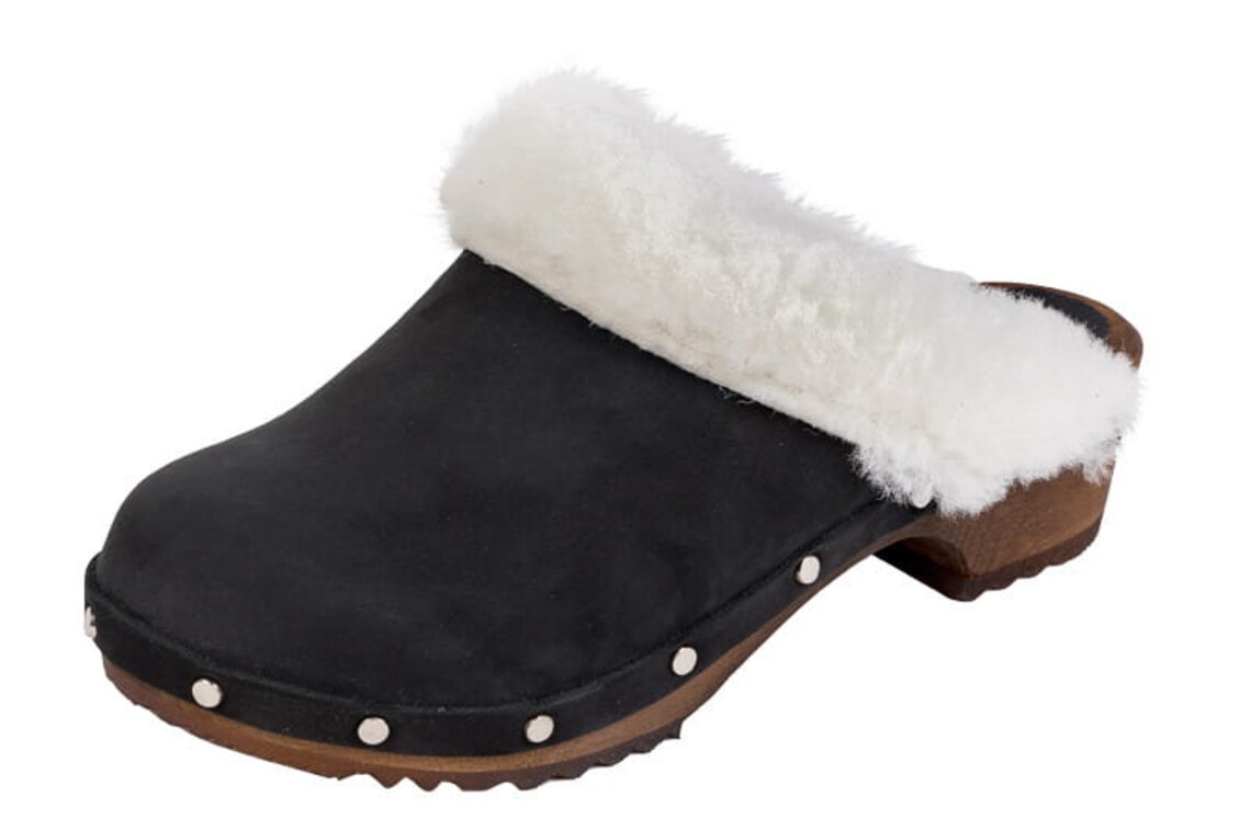 Warm Winter Sheepskin Fur Women Clogs Wooden Clogs High Heel Etsy