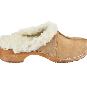 Warm Winter Sheepskin Fur Women Clogs, Wooden Clogs, High Heel Clogs ...