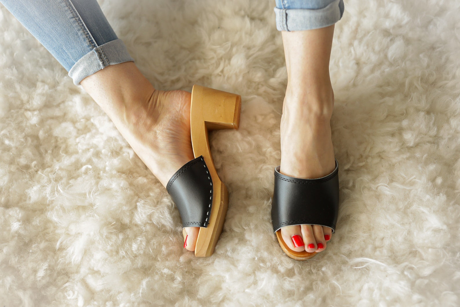 Stylish Women Clogs Wooden Clogs High Heel Clogs Leather Etsy