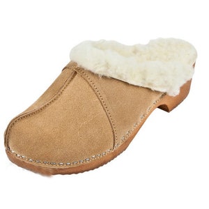 Warm Winter Sheepskin Fur Women Clogs Wooden Clogs High Heel - Etsy