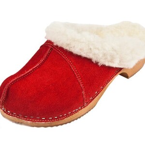 Warm Winter Sheepskin Fur Women Clogs, Wooden Clogs, High Heel Clogs ...