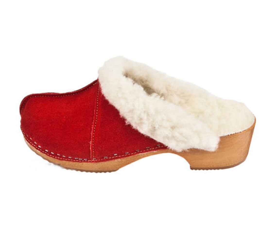 Warm Winter Sheepskin Fur Women Clogs Wooden Clogs High Heel - Etsy