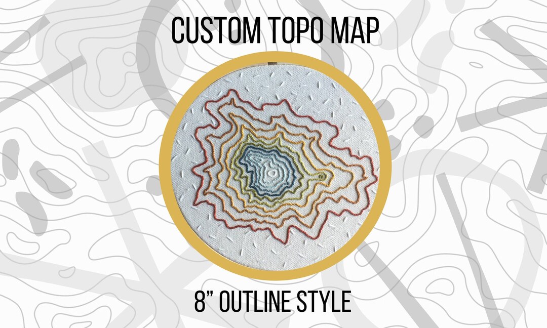 Custom Topo Map Embroidery Outline Style - Etsy