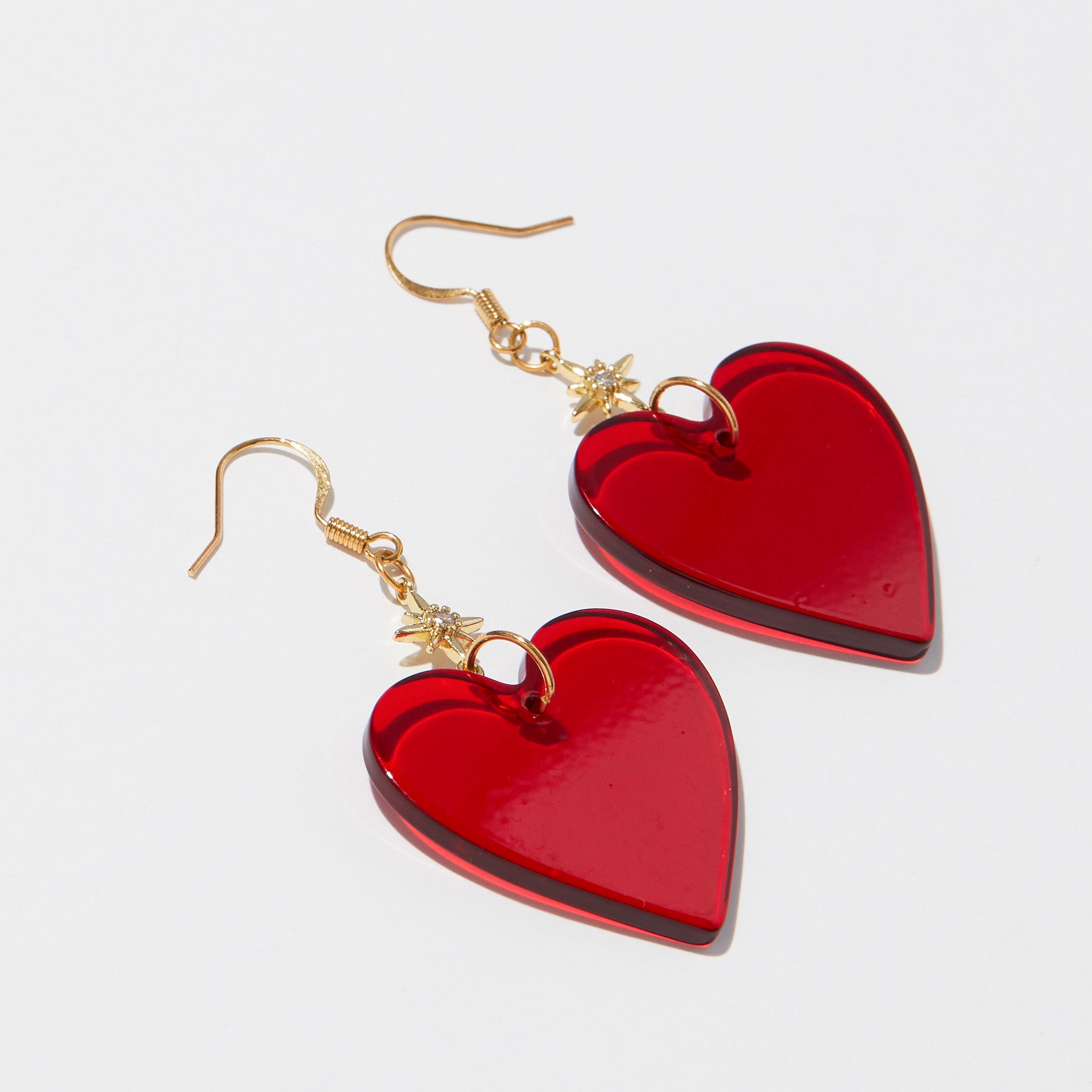 RED HEART EARRINGS Statement Earrings for Women Heart Charm Earrings ...