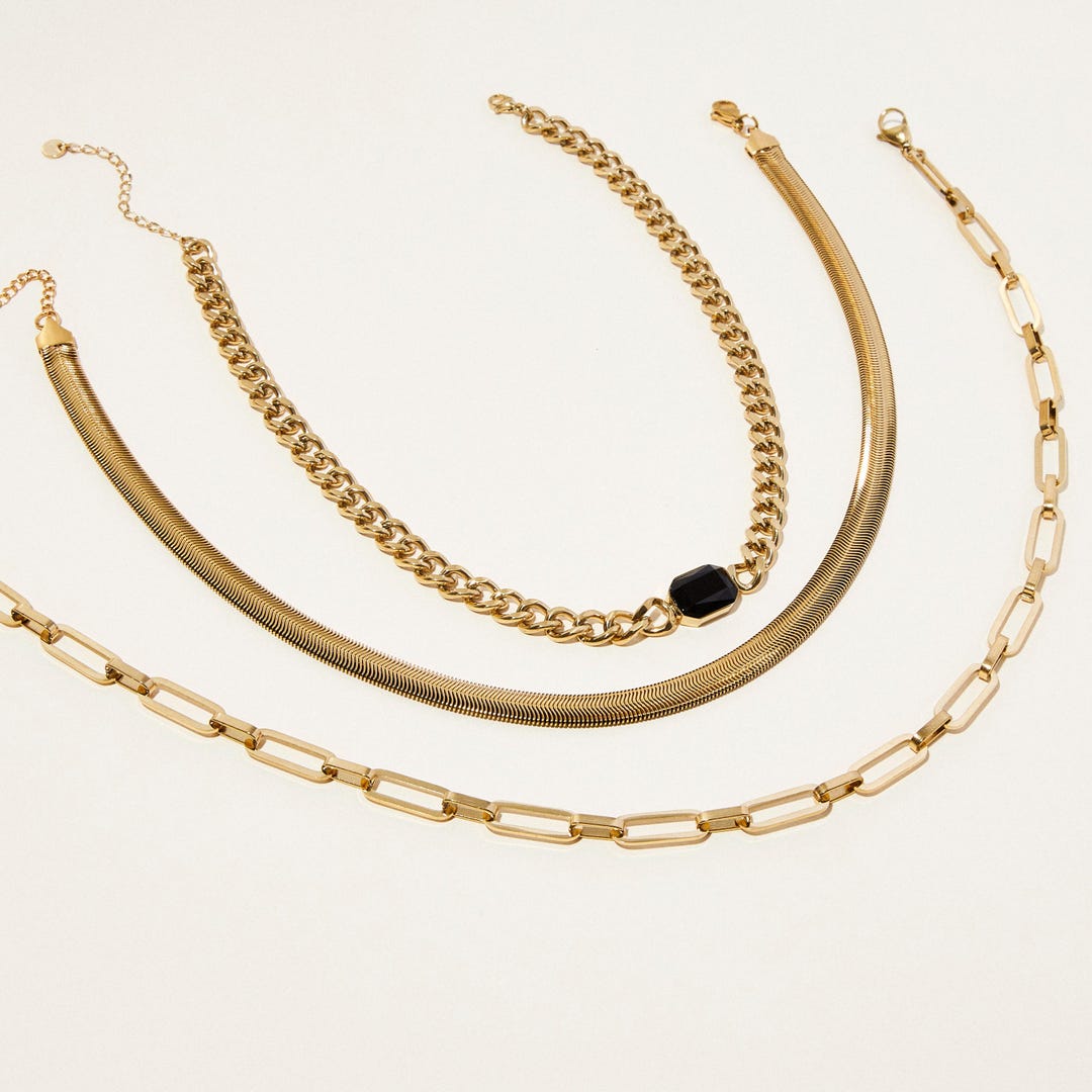 Gold Layering Chains: Paperclip, Herringbone, Curb - 14K Plated - Etsy