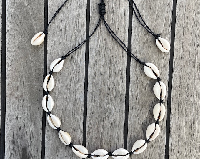 Cowrie Shell Necklace - Real Genuine White Cowrie Pendant - Sterling ...
