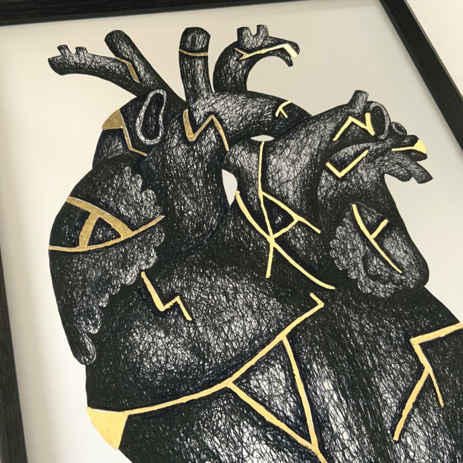 The Kintsugi Heart Hand Finished With Gold Leaf | Etsy