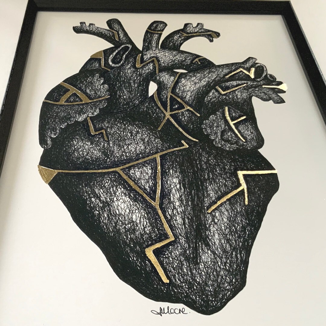 The Kintsugi Heart Hand Finished With Gold Leaf - Etsy