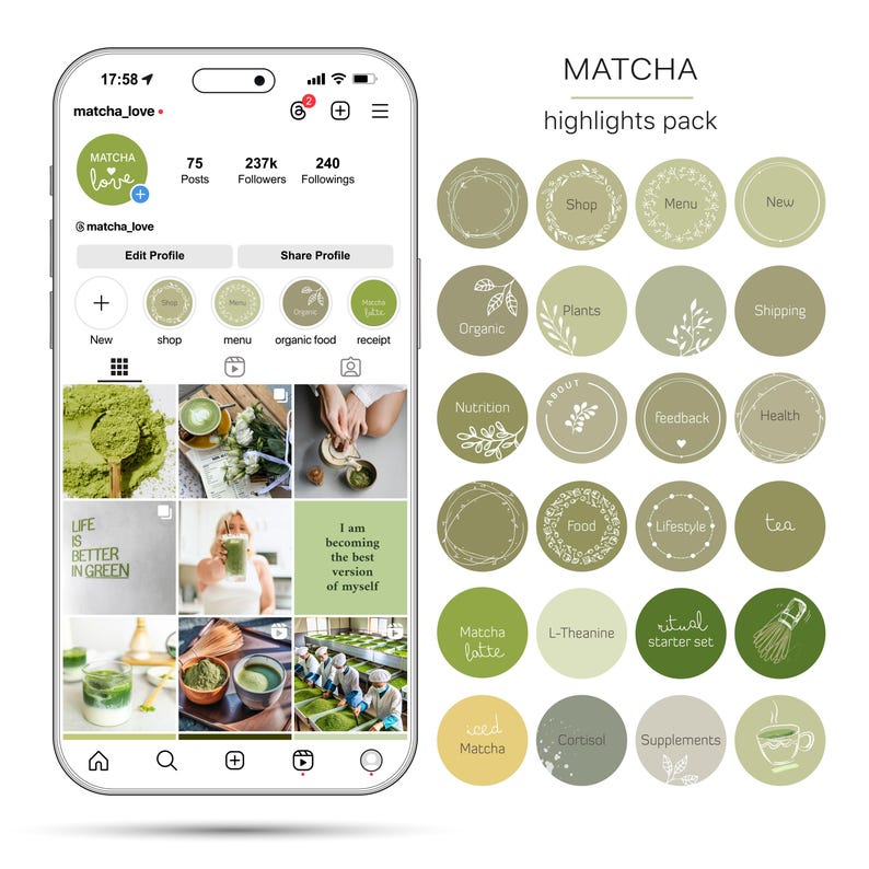 Matcha Instagram Story Highlight Covers | Matcha IG Highlights ...