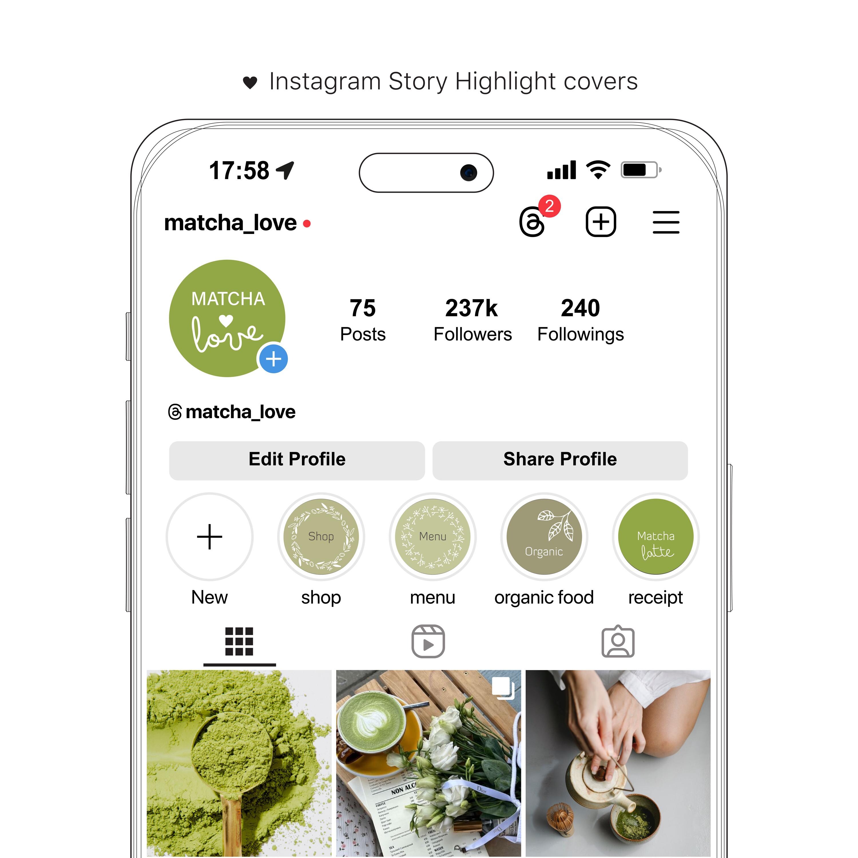 Matcha Instagram Story Highlight Covers | Matcha IG Highlights ...