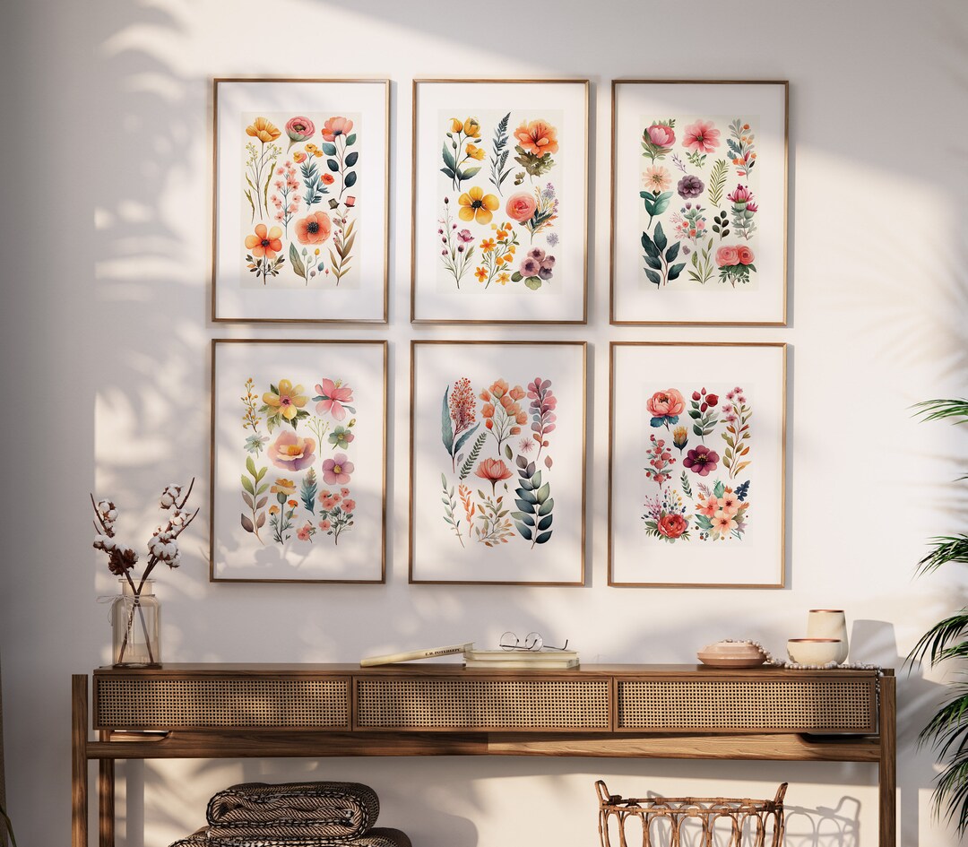 Flower Art Print Set of 6 | Watercolor Flower Art | Flower Gallery ...