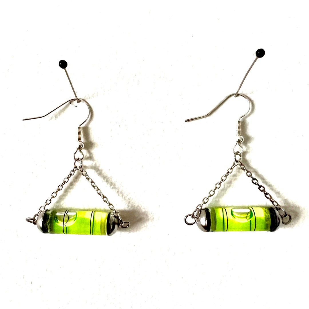 Bubble Level Wood Shop Woodworker Dangle Earrings - Stanley Cylinder ...