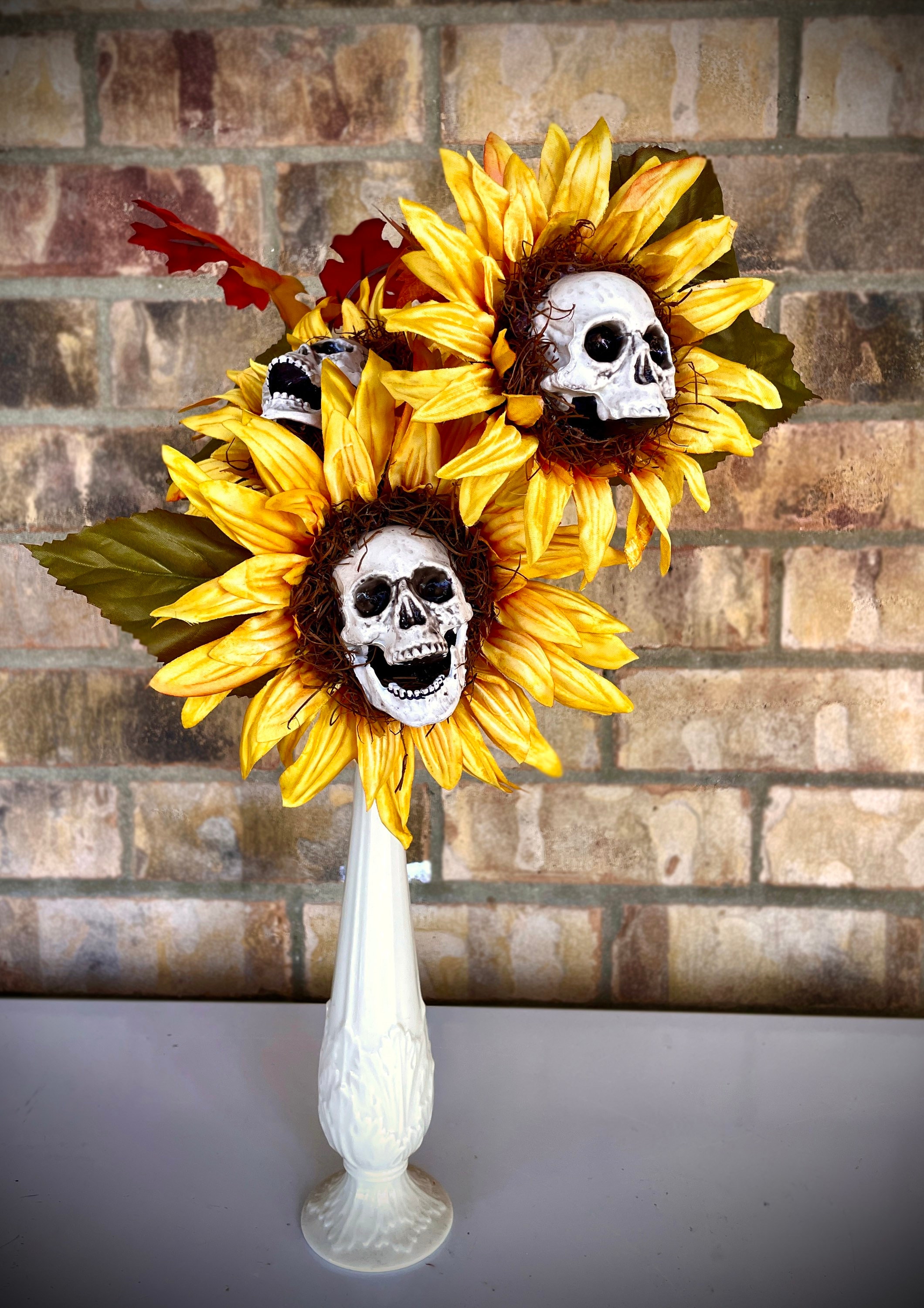 Halloween Decor Sunflower Skull Haunted House Decoration Spooky Prop ...