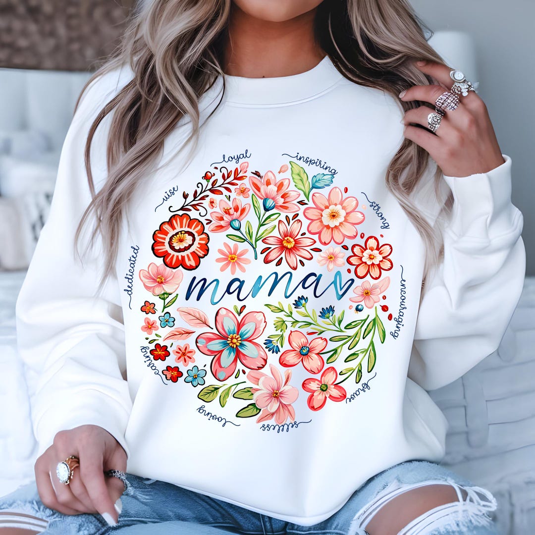 Boho Floral Mama Png, Mom Adjectives Png, She is Mom Png, Mama ...